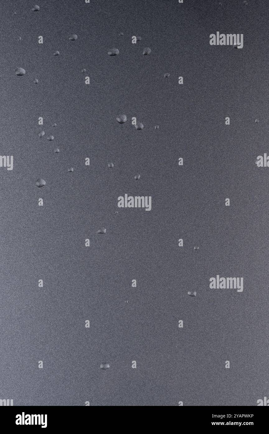 Metallic grey shiny background with water drops close up view Stock ...
