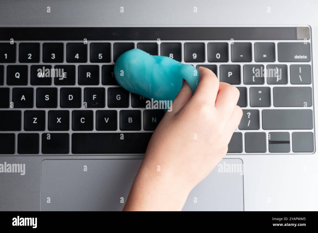Colorful gel for cleaning keyboard above top view Stock Photo - Alamy