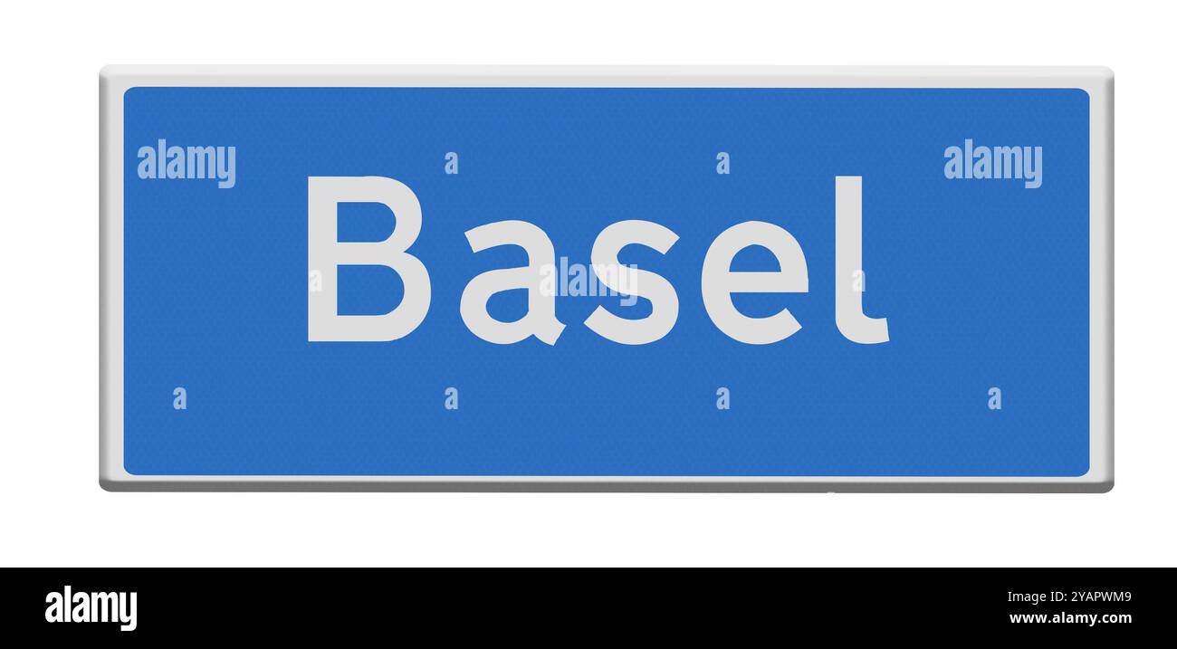 Digital composite. Road sign for the town of Basel Switzerland Stock ...