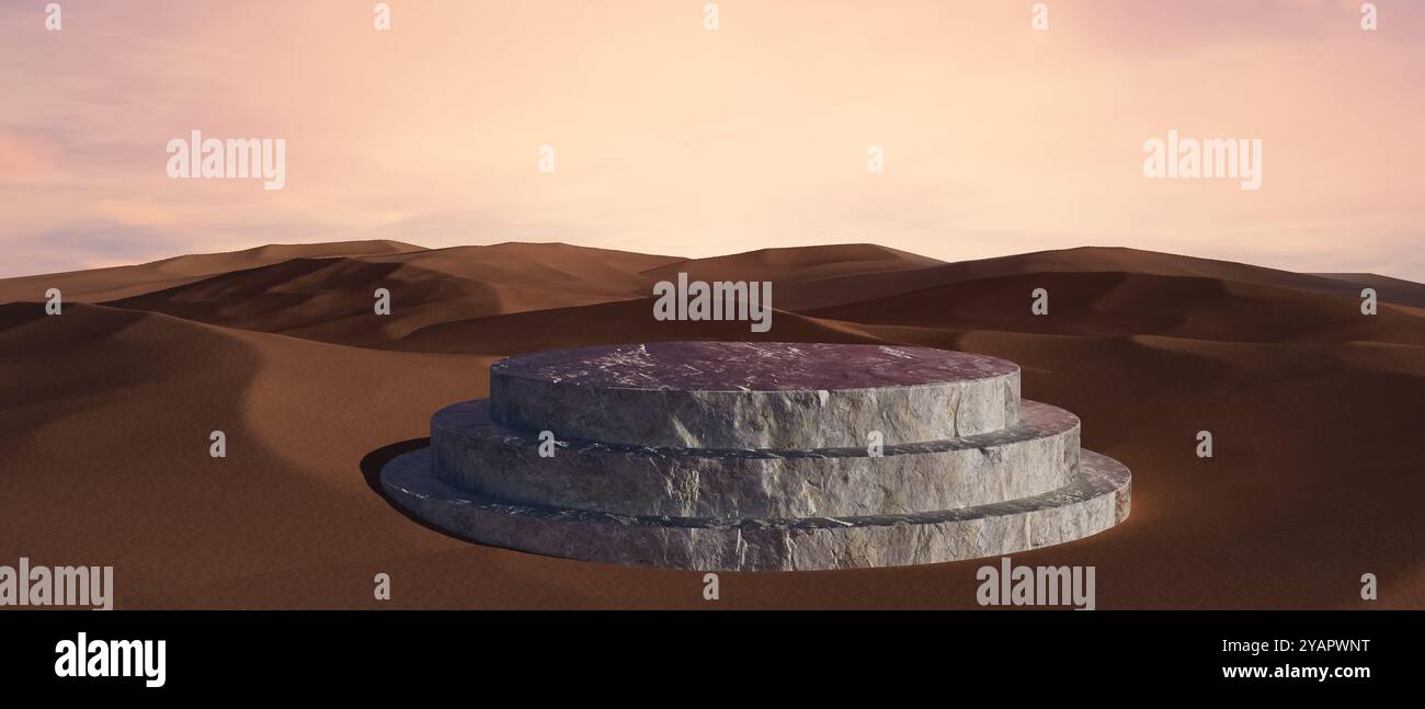 3d render illustration A large, circular structure is sitting in the ...