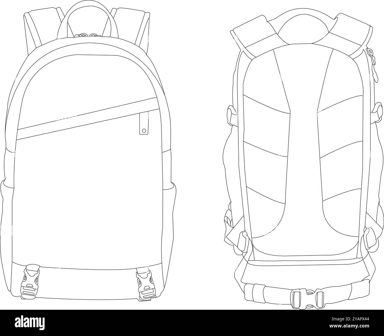 School Backpack Isolated vector, set of Backpack Icon hand draw, Vector ...