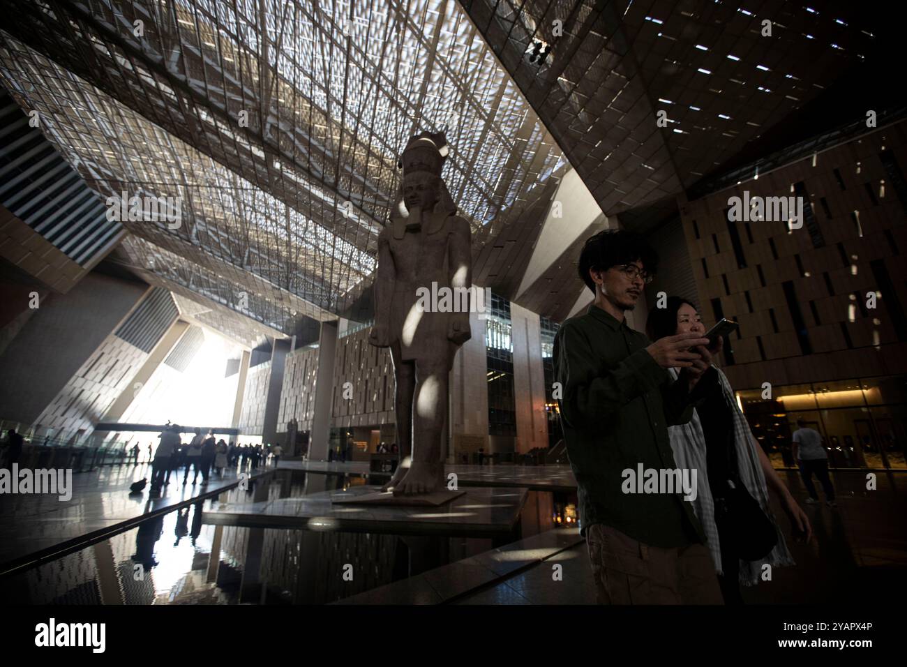 Giza, Egypt. 15th Oct, 2024. King Ramses II statue is displayed at the ...