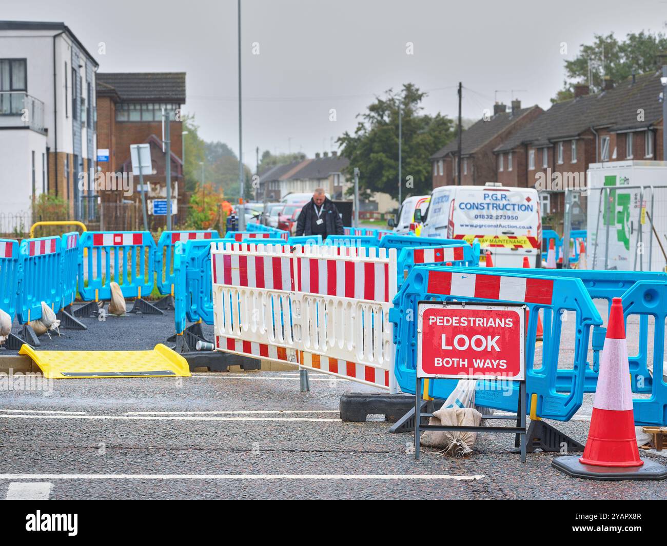 Roadworks on Elizabeth Street Corby, England, September 2024, to ...