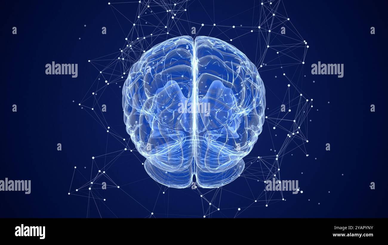 3D Animation of Human Brain with plexus Stock Photo - Alamy
