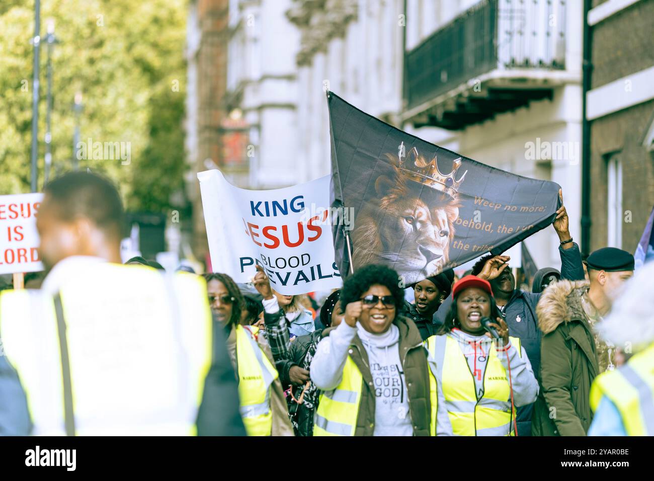 Participants gather and march during their March for Jesus in central ...