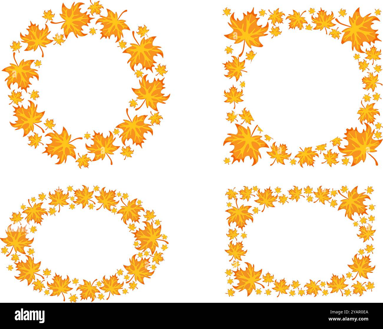 Banner design set with autumn leaves, round circle and oval templates ...