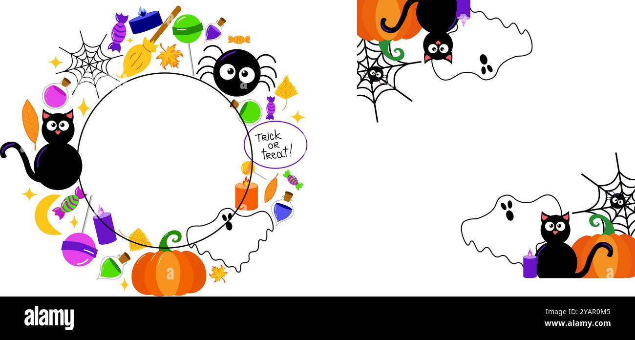 Set of Halloween frames for design. Vector illustration Stock Vector ...