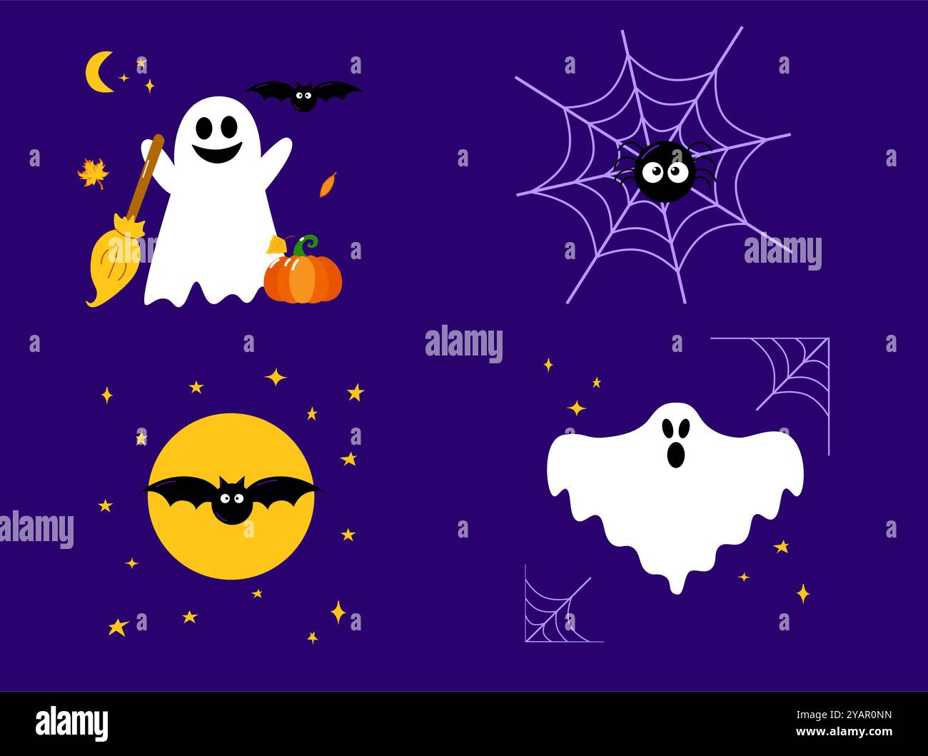 Bat moon icon flat Cut Out Stock Images & Pictures - Alamy