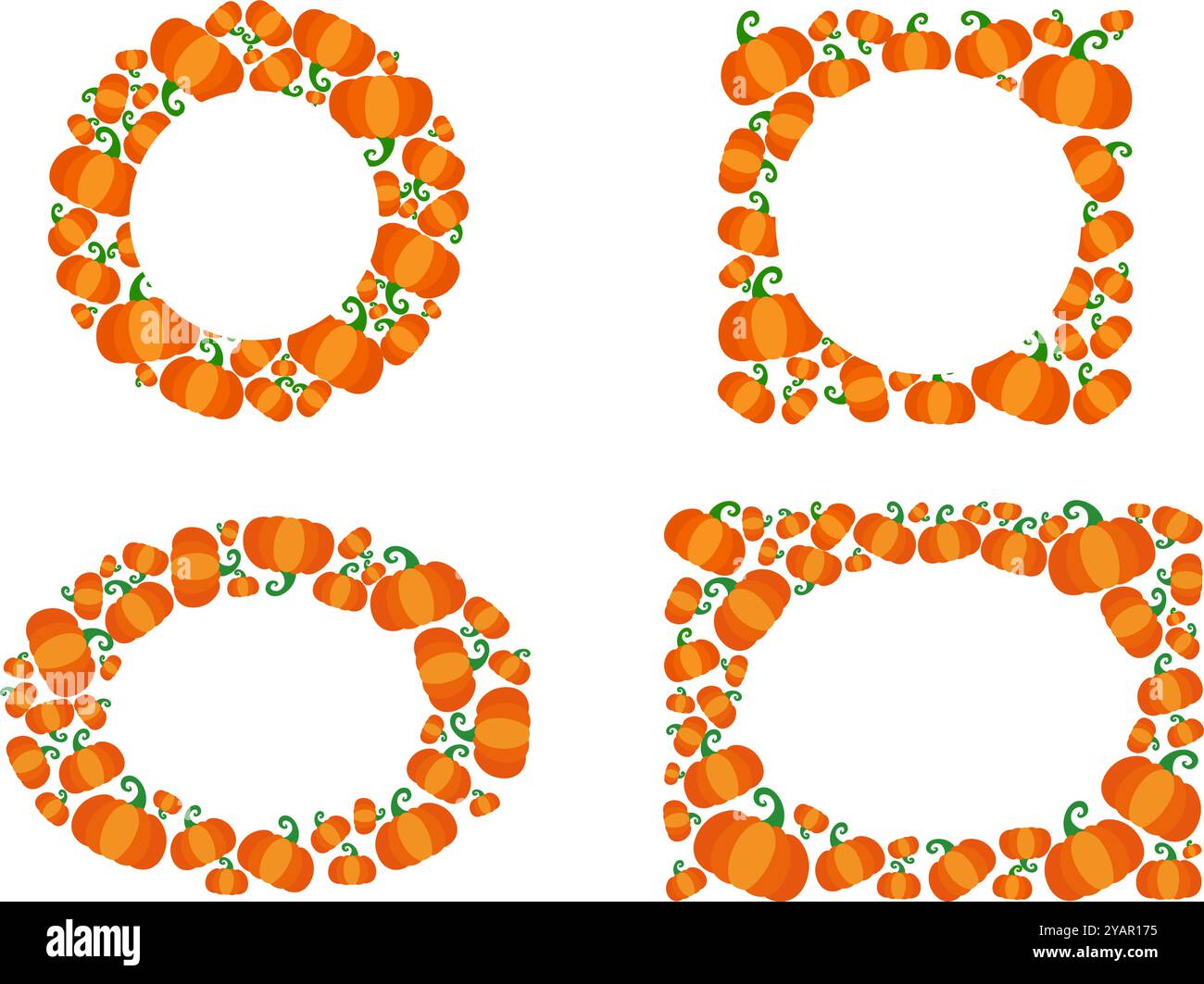 Halloween Thanksgiving pumpkin frames set collection vector oval circle ...