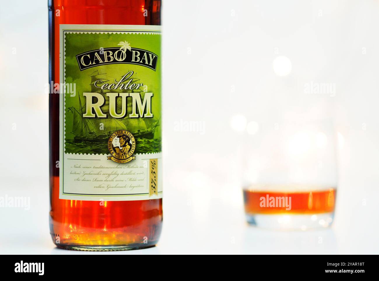 In this photo illustration, a bottle of Cabo Bay echter Rum green Label ...