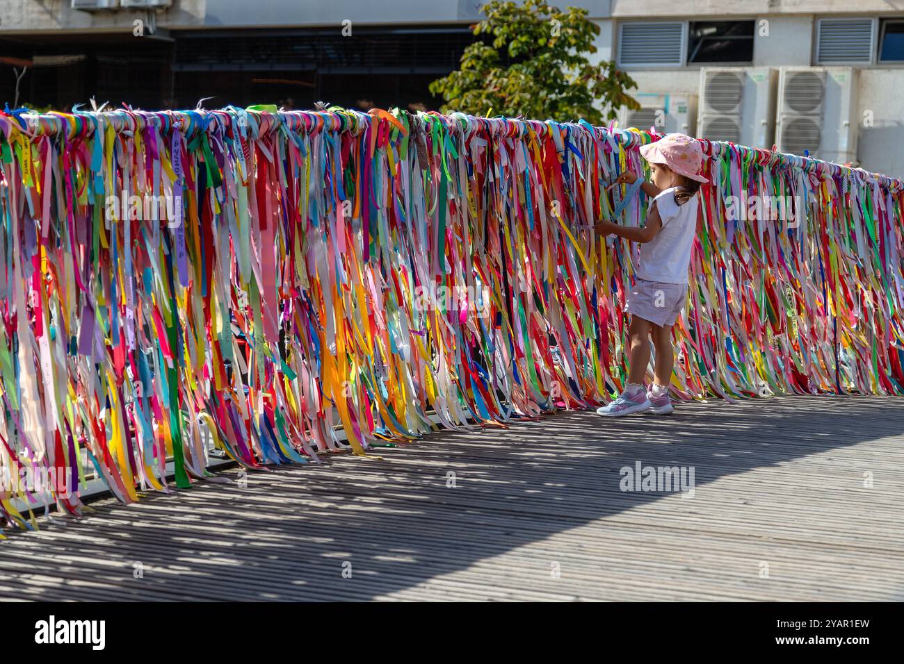 Friendship ribbons. Beautiful colored ribbons attached to the sides of ...