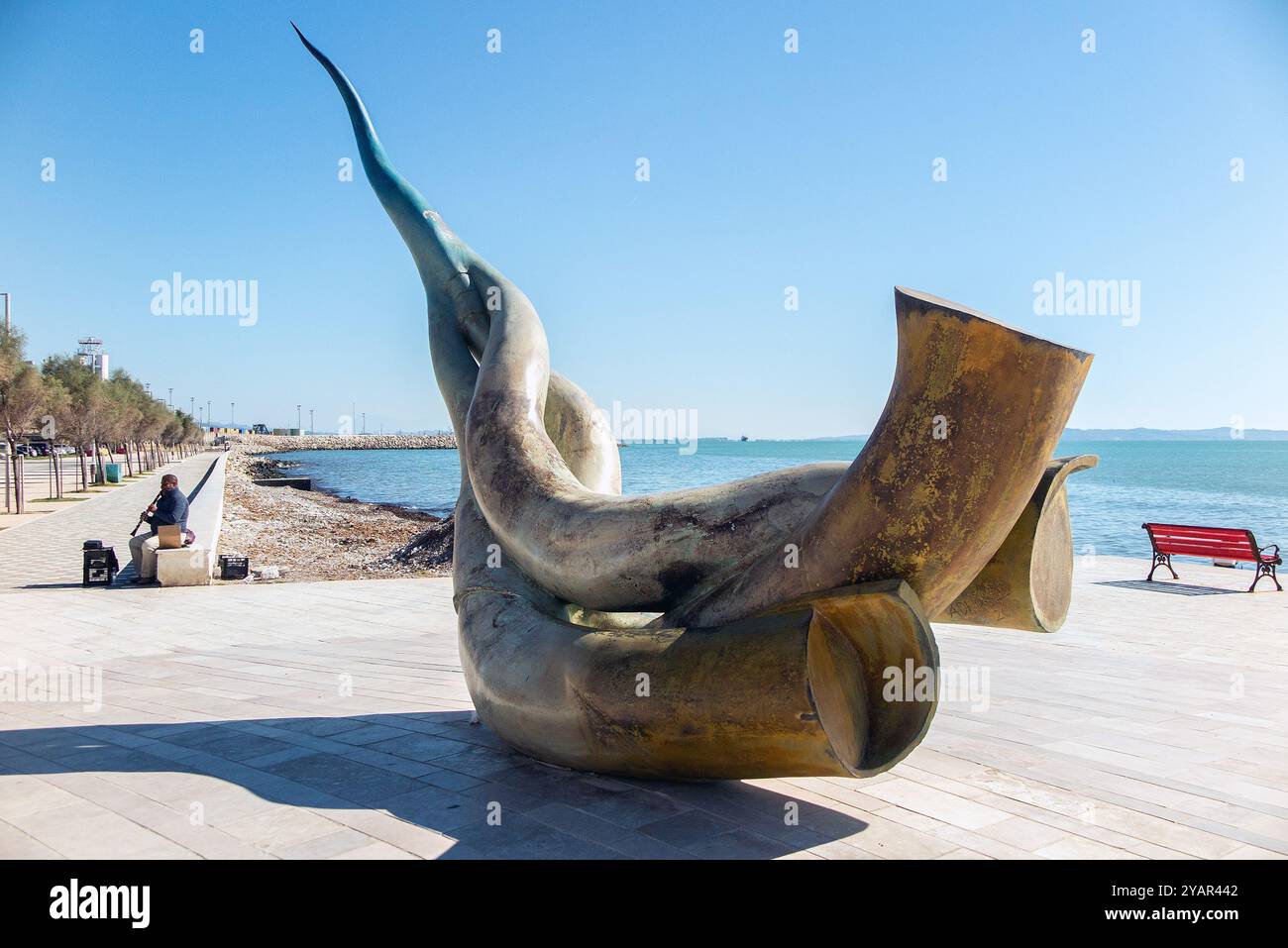 Modernistic sculpture by the sea, Durres, Albania Stock Photo - Alamy