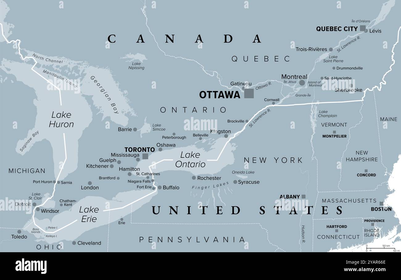 Us And Canada City Map