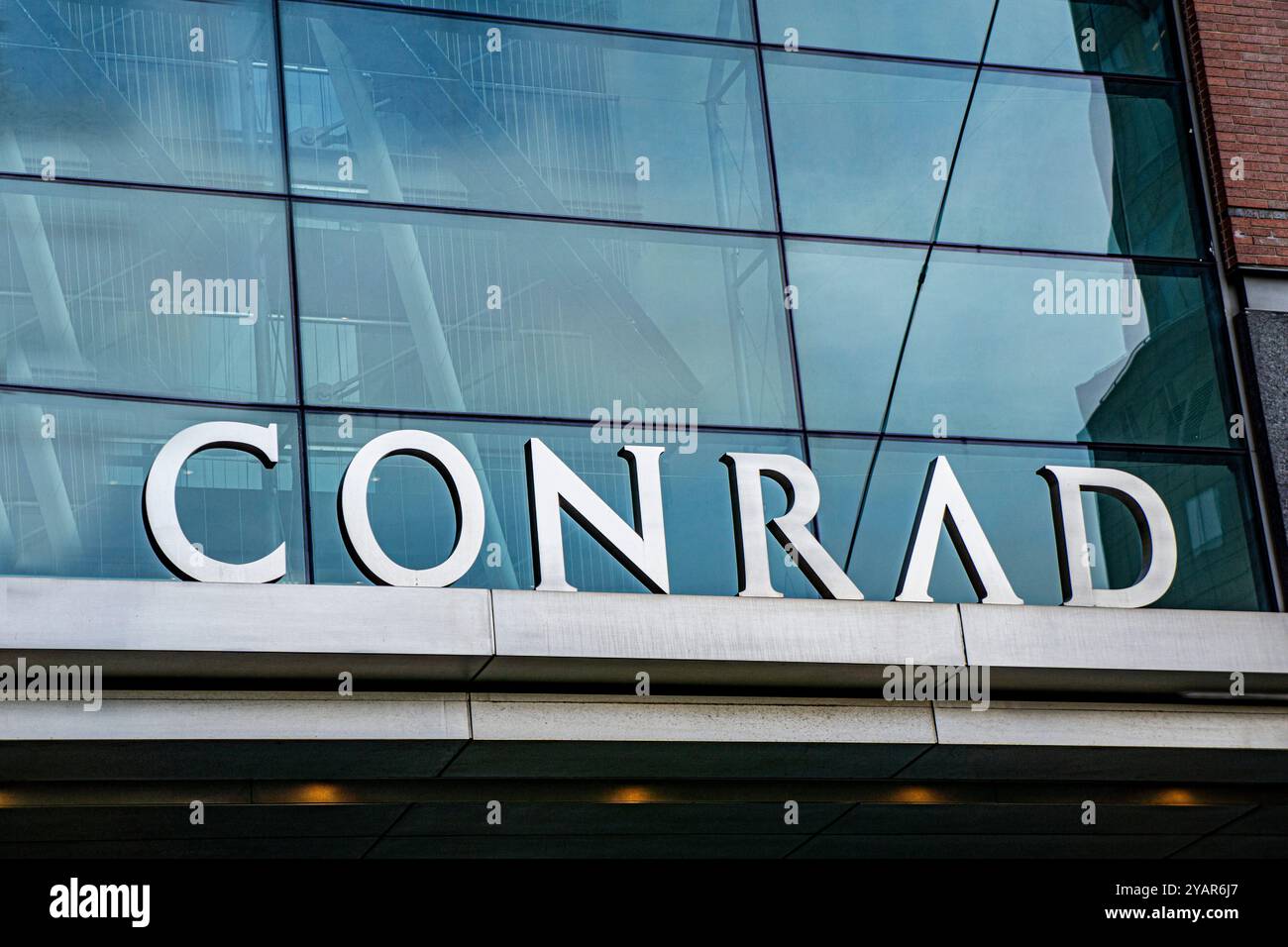 Close-up detail, Conrad Hotel, World Financial Center, New York City, New York, USA Stock Photo ...