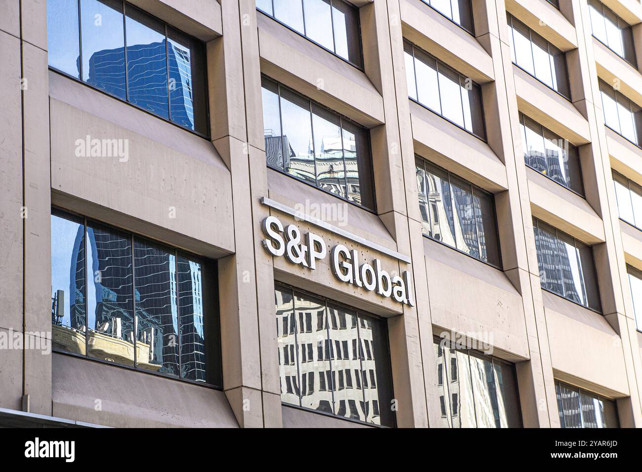 S&P Global, building exterior detail, 55 Water Street, New York City ...