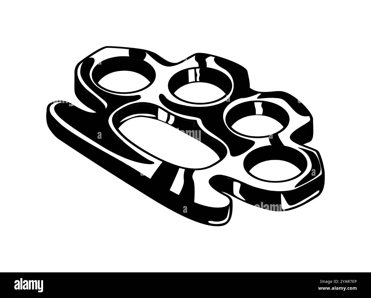 A detailed brass knuckles illustration in bold, monochrome style Stock ...