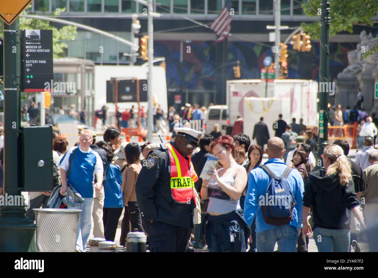 New York City Street Scene, 2000s Vibe, Police Officer Assisting ...