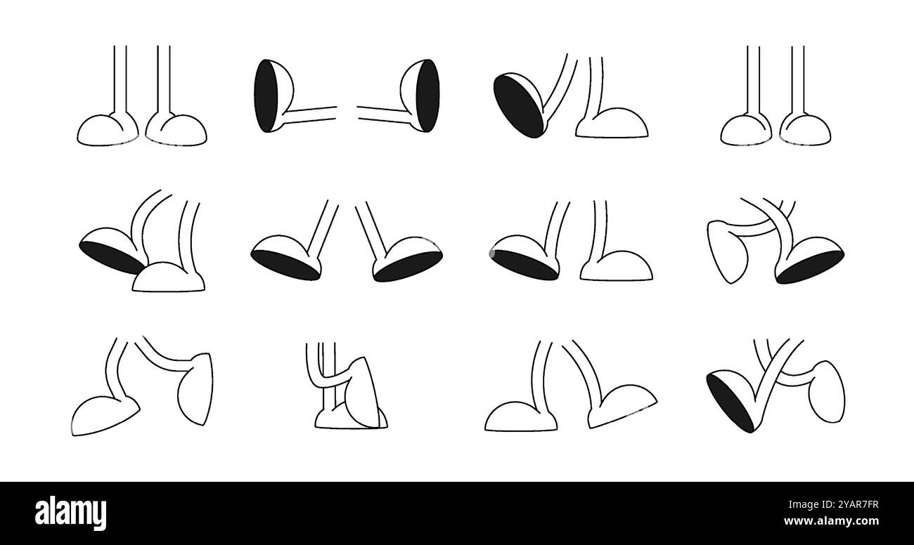 Retro cartoon legs. Comical, cartoon legs in different poses Stock ...