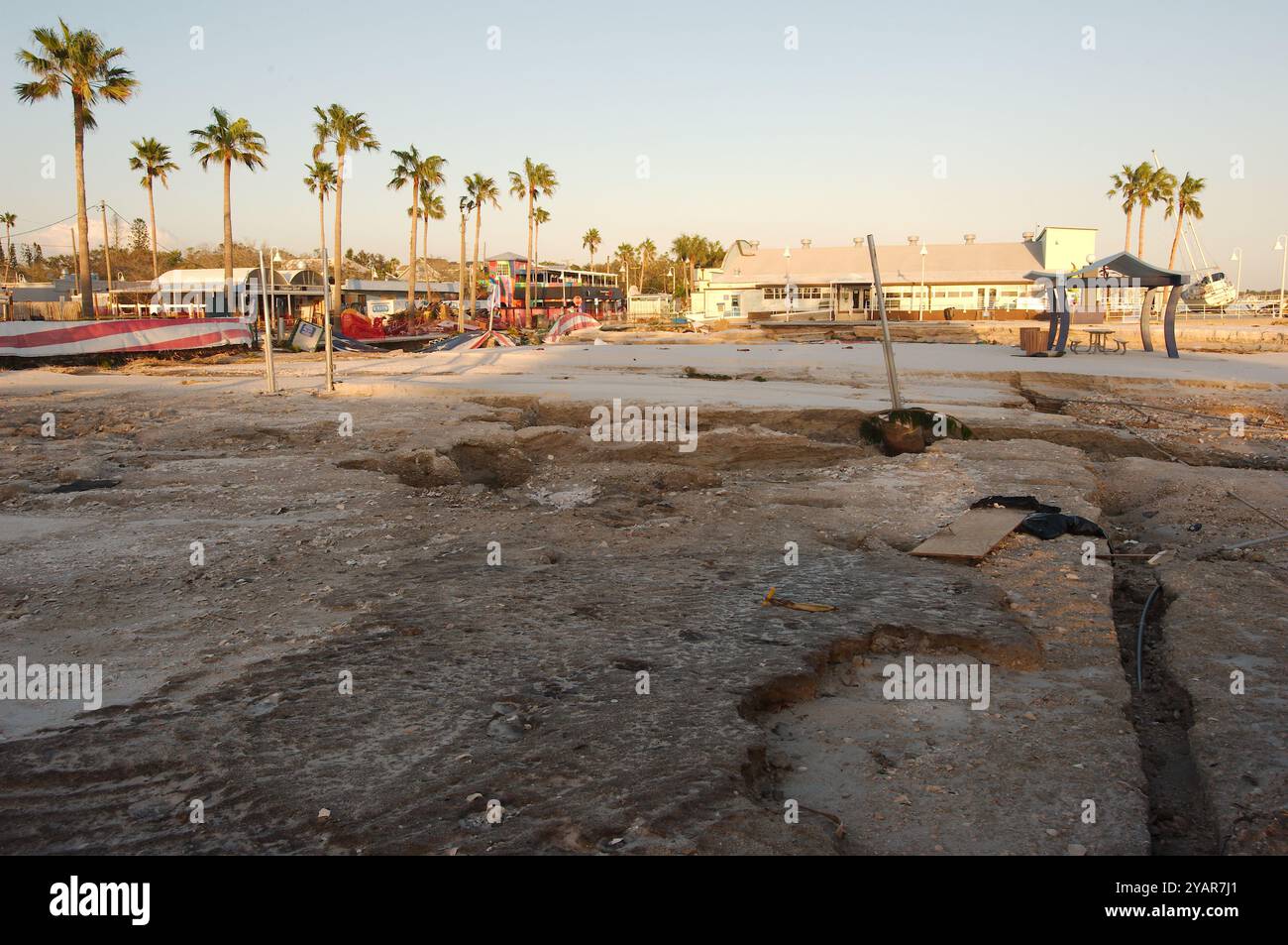 Beach damaged storm surge after hurricanes Helene and Milton at ...