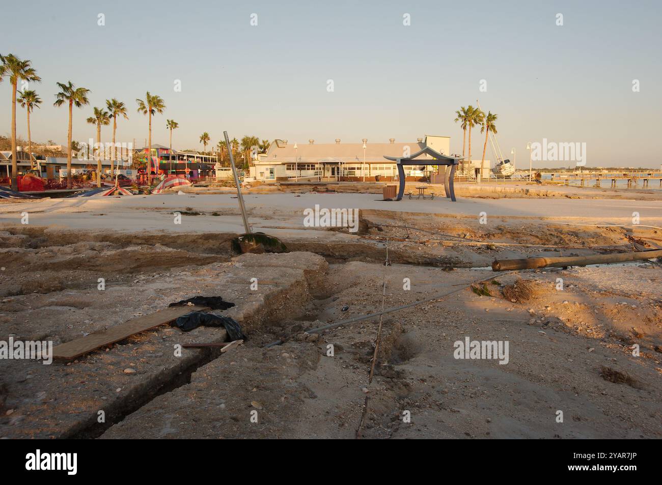 Beach damaged storm surge after hurricanes Helene and Milton at ...