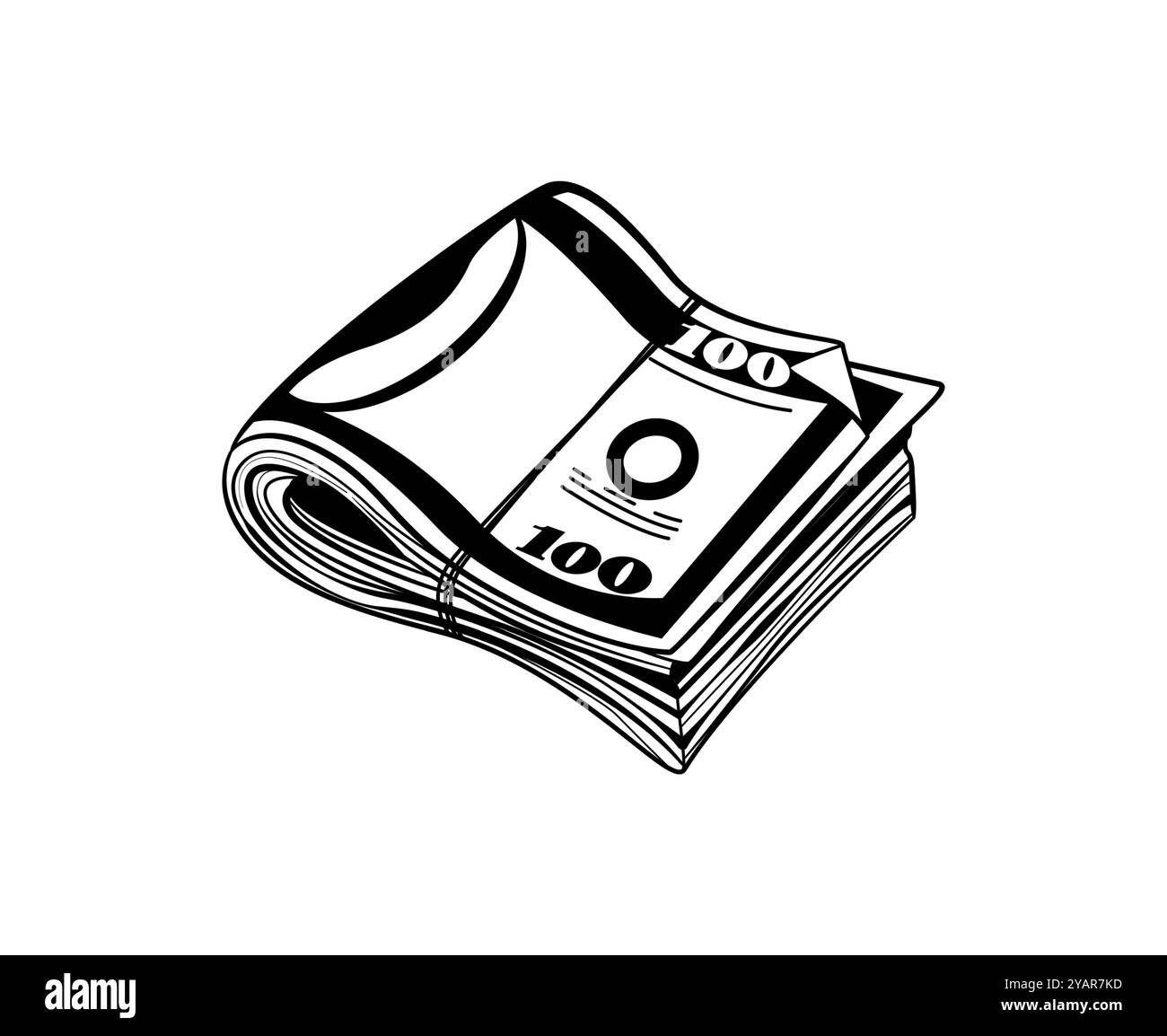 A stack of money, laid on the floor, with an elastic band, criminal ...