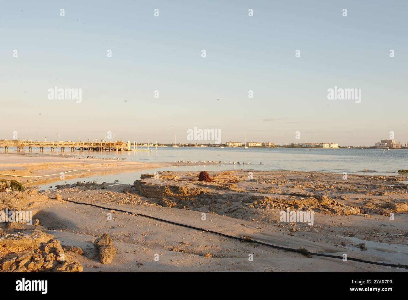 Beach damaged storm surge after hurricanes Helene and Milton at ...