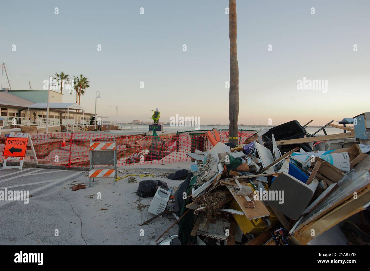 Parking Lot Trash Beach damaged piled storm surge after hurricanes ...