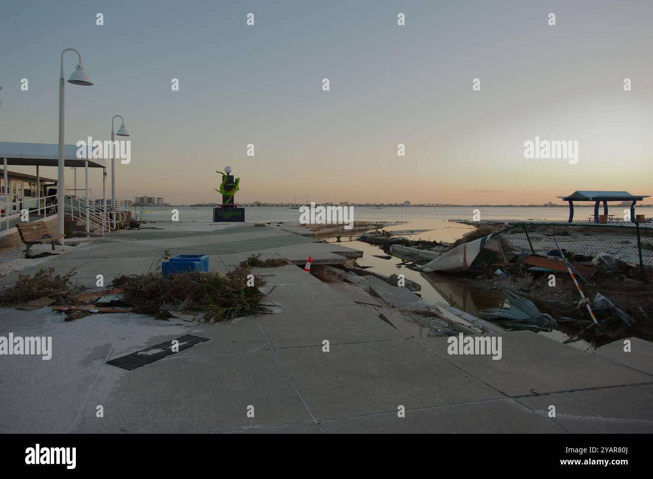 Beach damaged storm surge after hurricanes Helene and Milton at ...