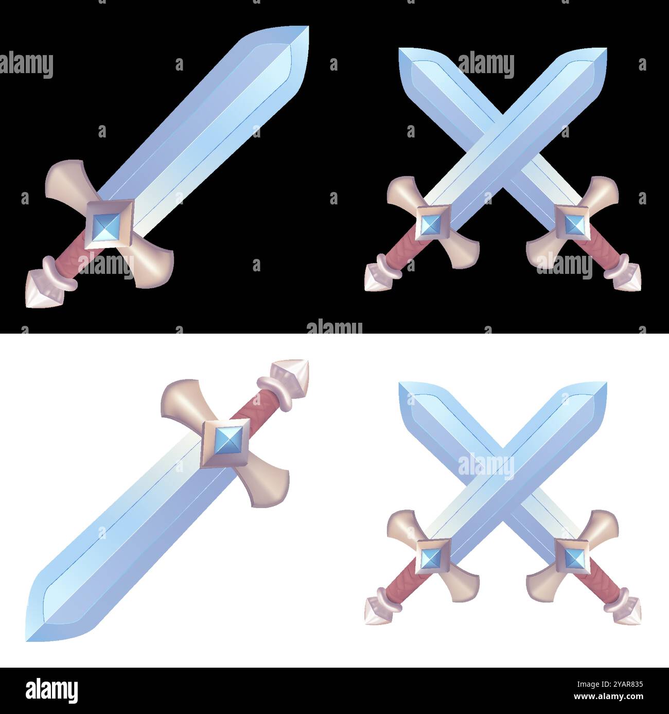 Medieval sword in realistic 3d cartoon style Stock Vector Image & Art ...