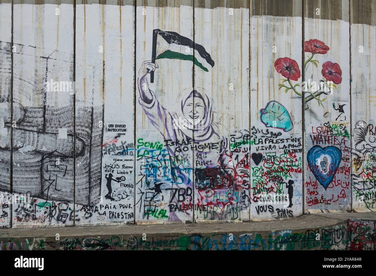 Graffiti on the Separation Wall in Bethlehem, West Bank, Palestine ...