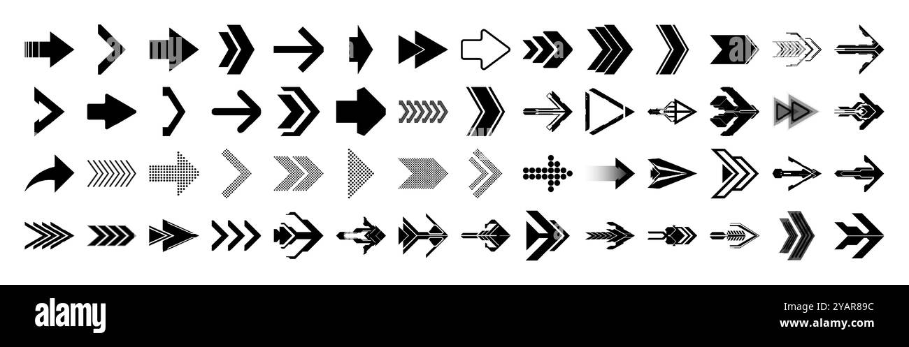 Arrows of different styles, futuristic, retro, modern vector icons for ...