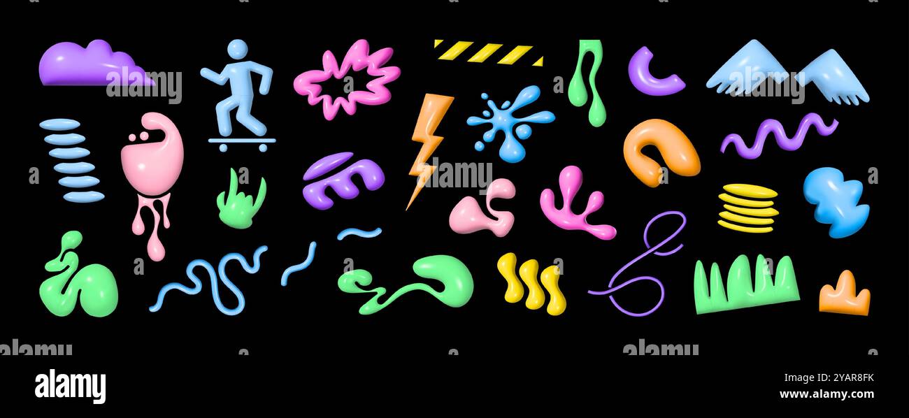 Quirky and fun 3D shapes, geometric shapes, with a psychedelic twist ...