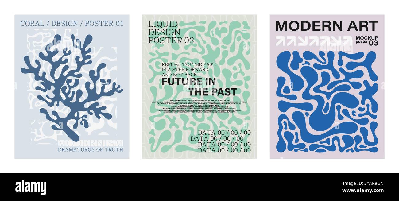 Matisse style, pastel colors posters with abstract fluid and abstract ...