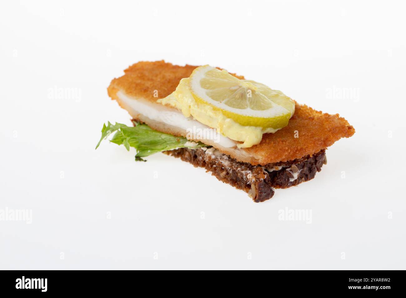 selection of open-faced Danish sandwiches (Smørrebrød) on dark rye ...