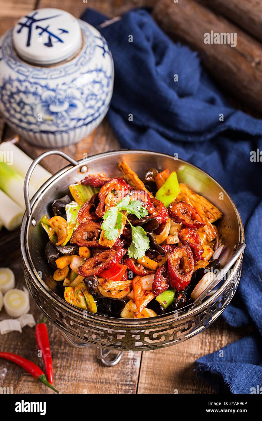 Griddle Cooked pork intestines with Pickled Radish Stock Photo - Alamy