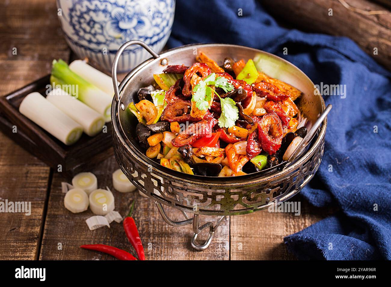 Griddle Cooked pork intestines with Pickled Radish Stock Photo - Alamy