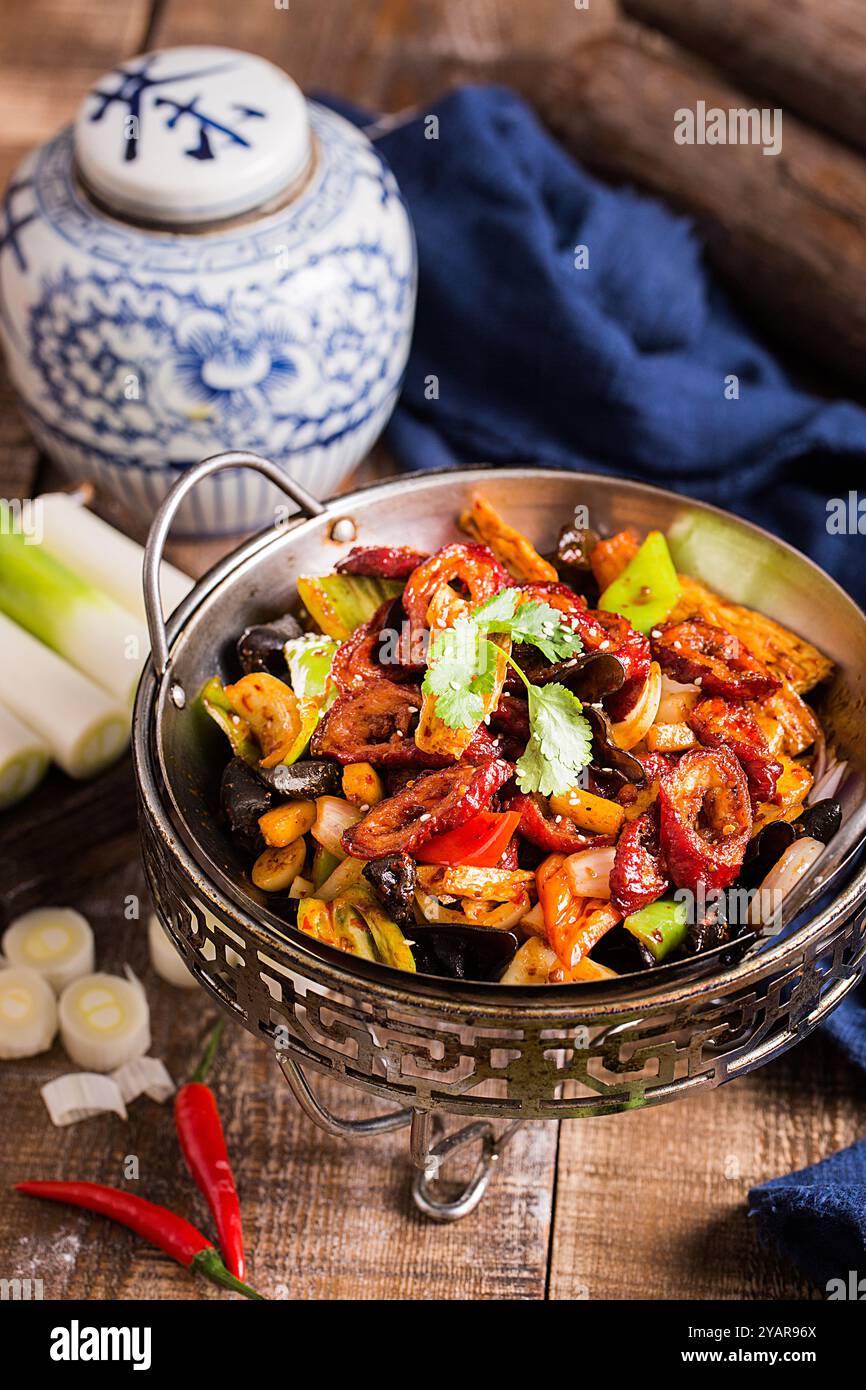Griddle Cooked pork intestines with Pickled Radish Stock Photo - Alamy