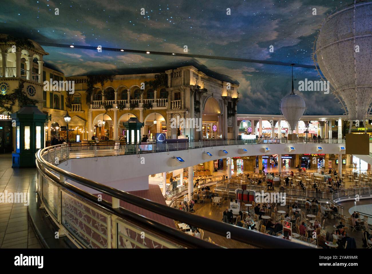 Trafford Centre food court - colourful cafes, restaurants & bars Stock ...