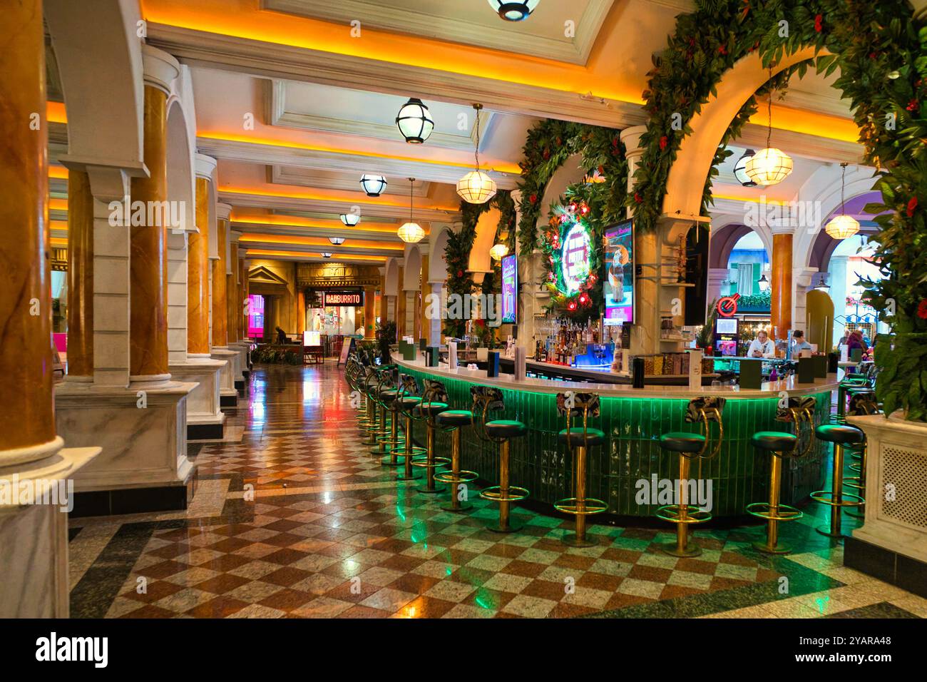 Trafford Centre food court - colourful cafes, restaurants & bars Stock ...