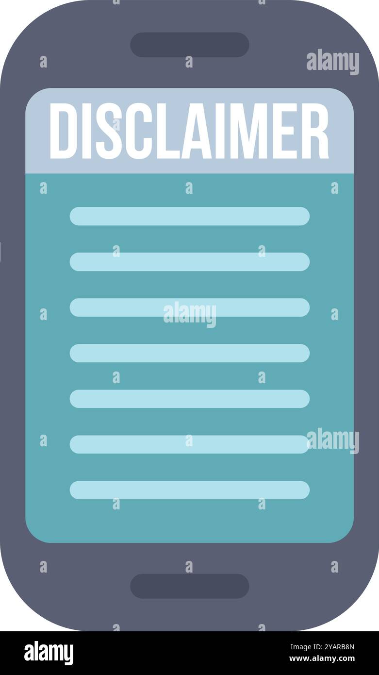 Modern smartphone displaying disclaimer message on screen Stock Vector ...