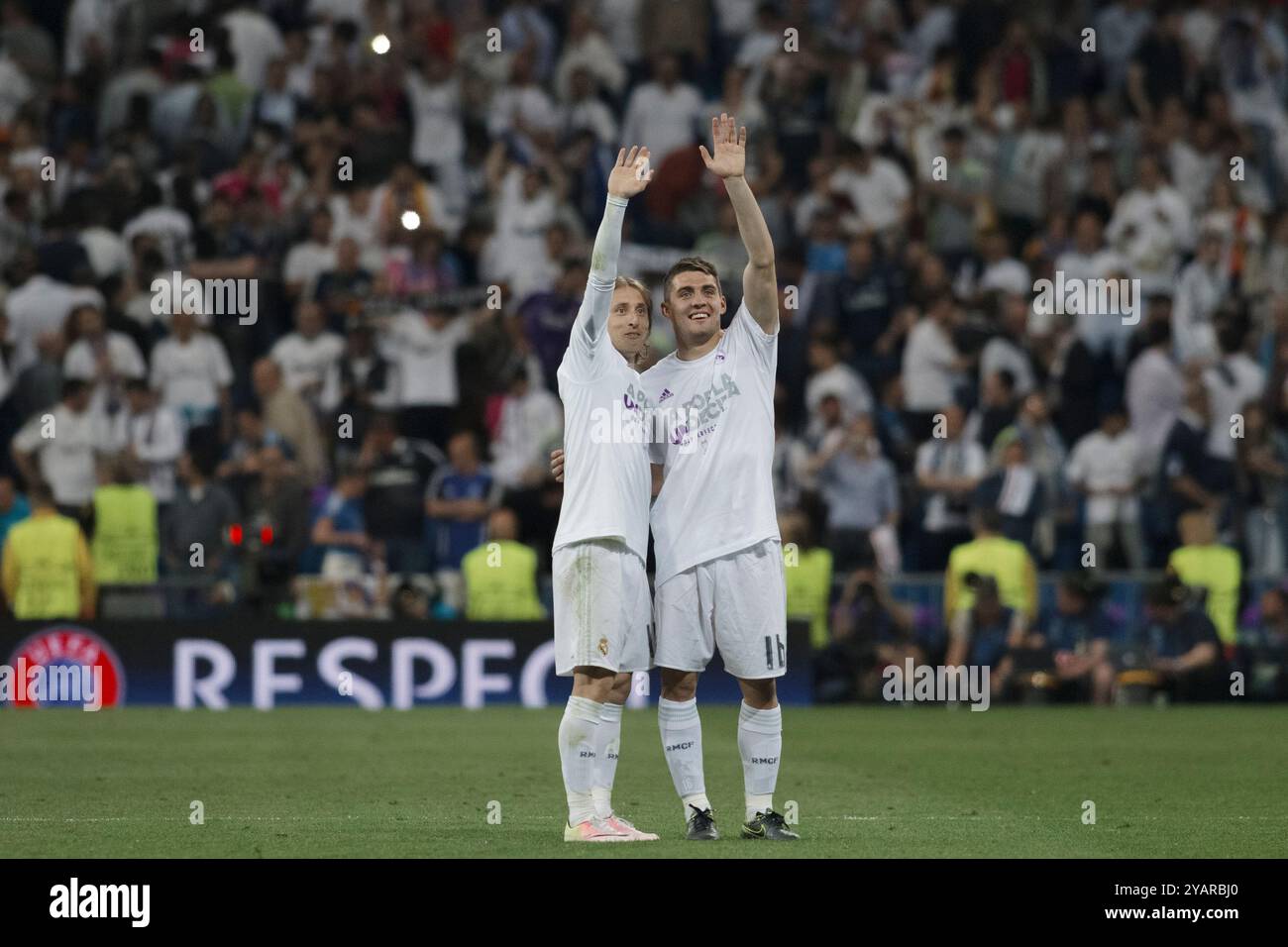 MADRID, SPAIN - MAY 4:Real Madrid players Luka Modric and Mateo Kovacic ...