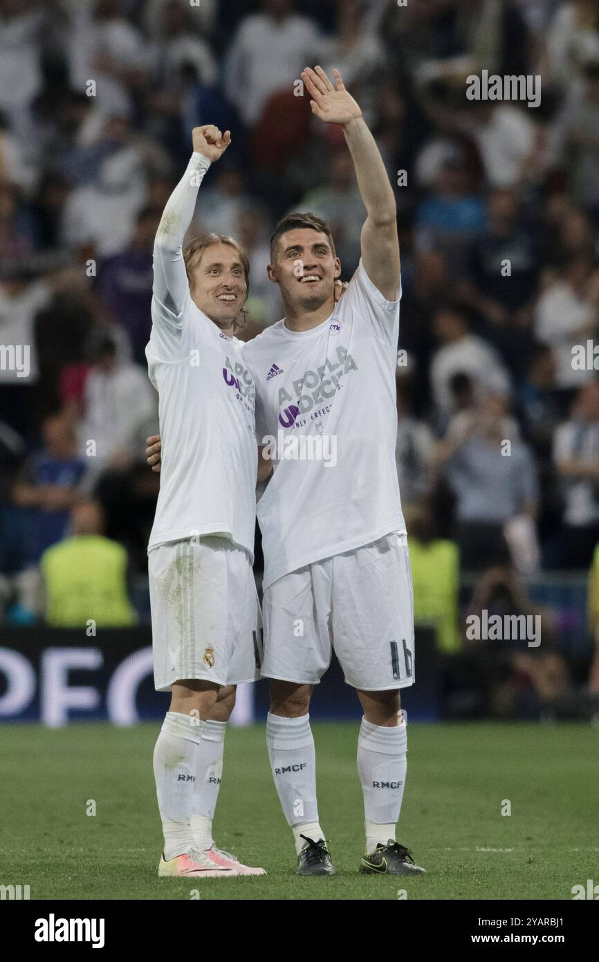MADRID, SPAIN - MAY 4:Real Madrid players Luka Modric and Mateo Kovacic ...