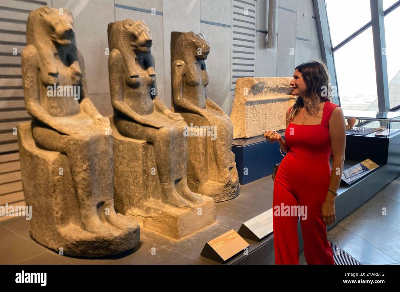 Trial operations at the Grand Egyptian Museum in Egypt A woman views ...