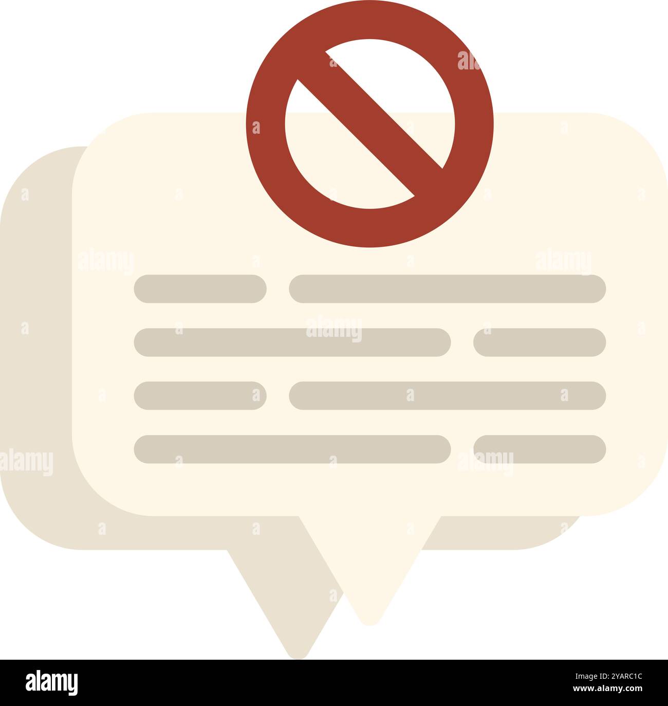 Speech bubble crossed out with a prohibition symbol is representing ...