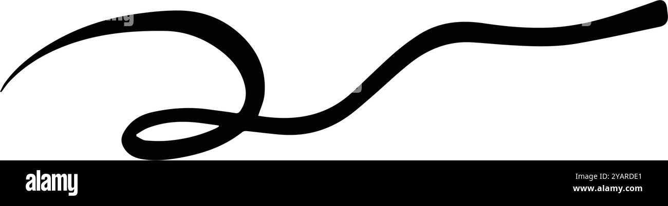 Hand drawn curly swish icon vector illustration, paint brush design ...