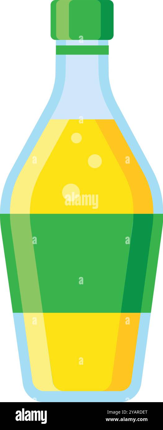 Cartoon image of a glass bottle containing a yellow, bubbly liquid and ...