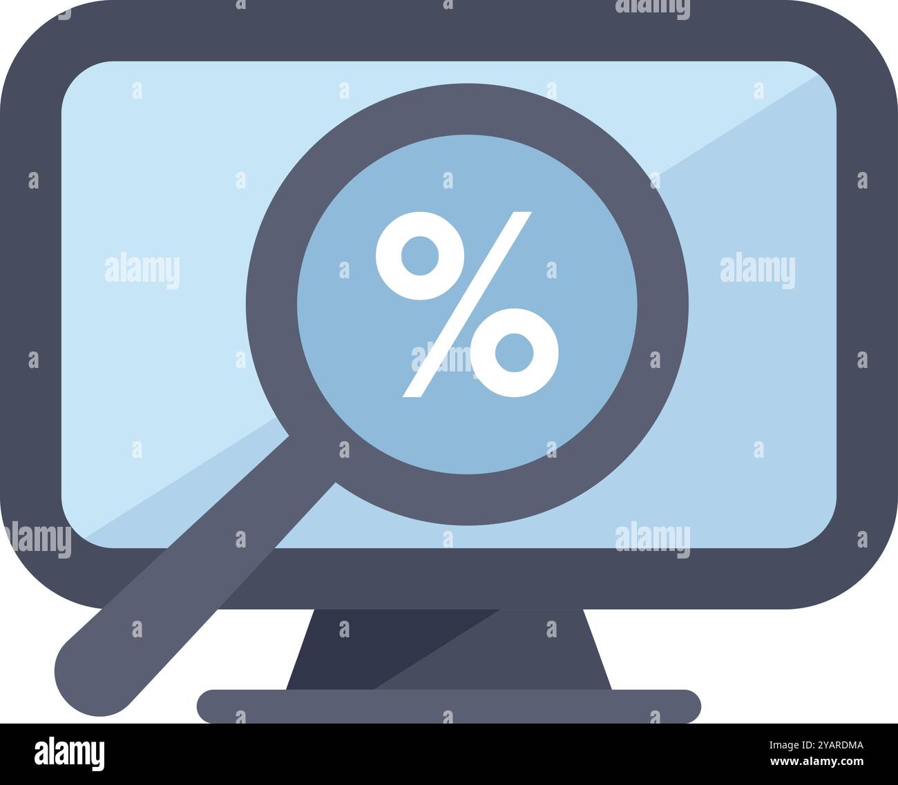 Magnifying glass is hovering over a computer screen, focusing on the ...