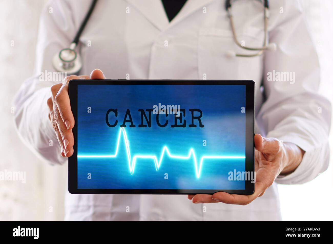 Cancer. doctor with stethoscope and tablet diagnostics Stock Photo - Alamy