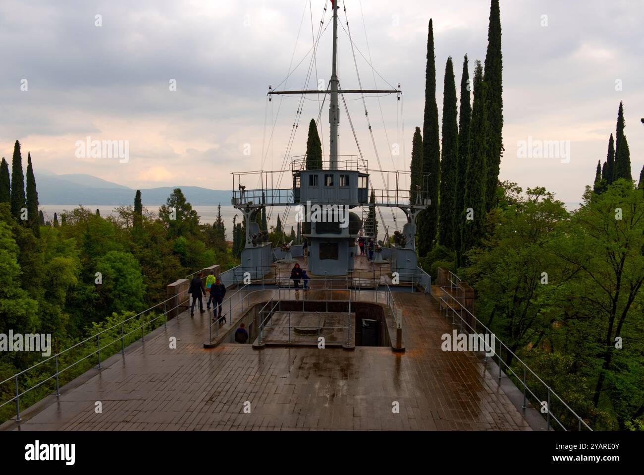 Gardone Riviera, Italy - 25 apr 2022: A ship on display in the Vittoriale degli Italiani Stock ...