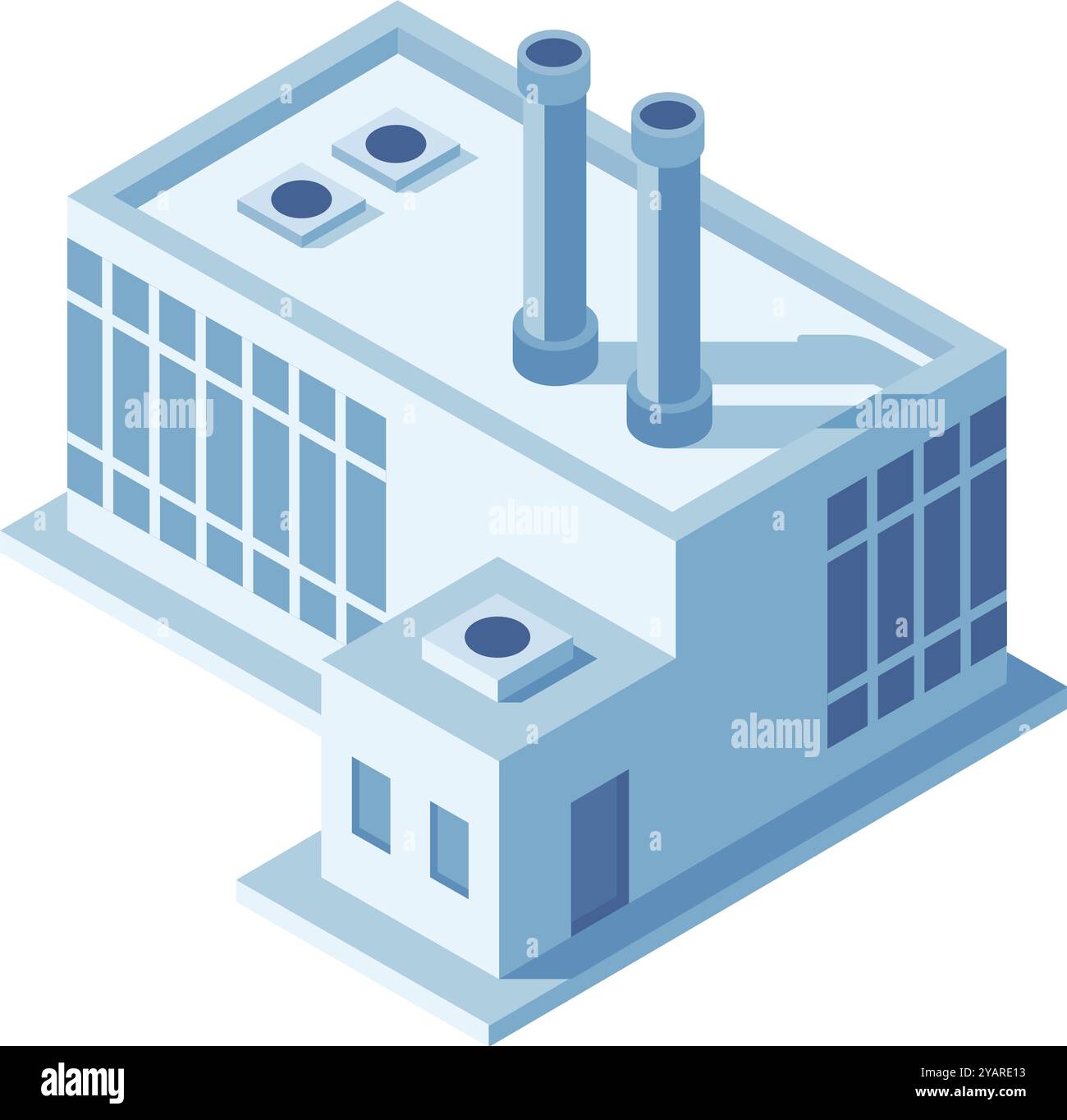 Isometric industrial building representing manufacturing plant with ...